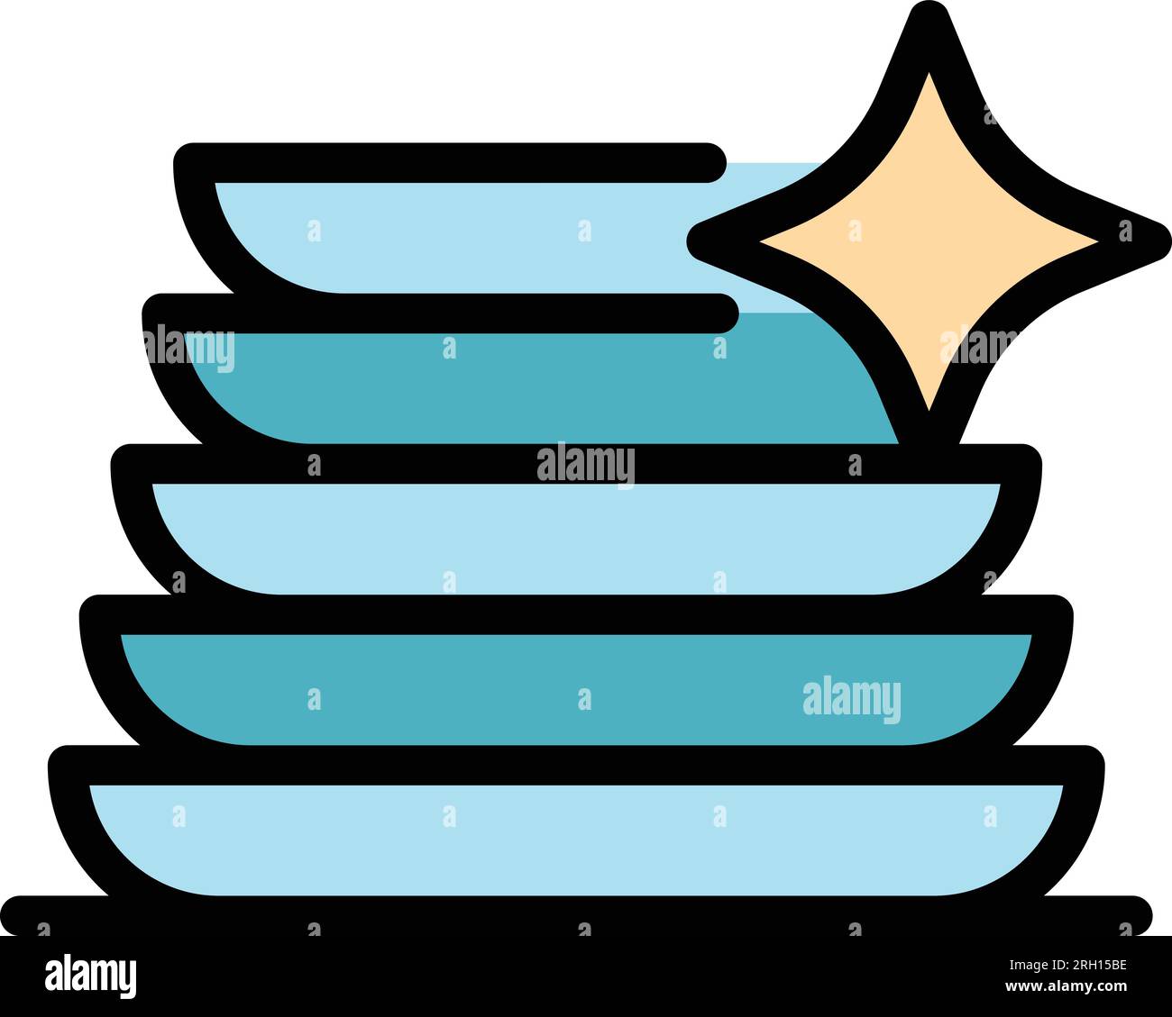 Clean dish stack icon outline vector. Wash label. Liquid detergent ...