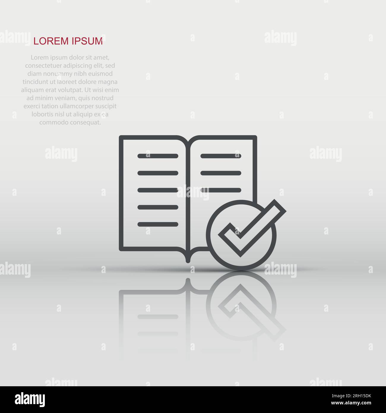 Book check mark icon in flat style. Bookmark approval vector ...