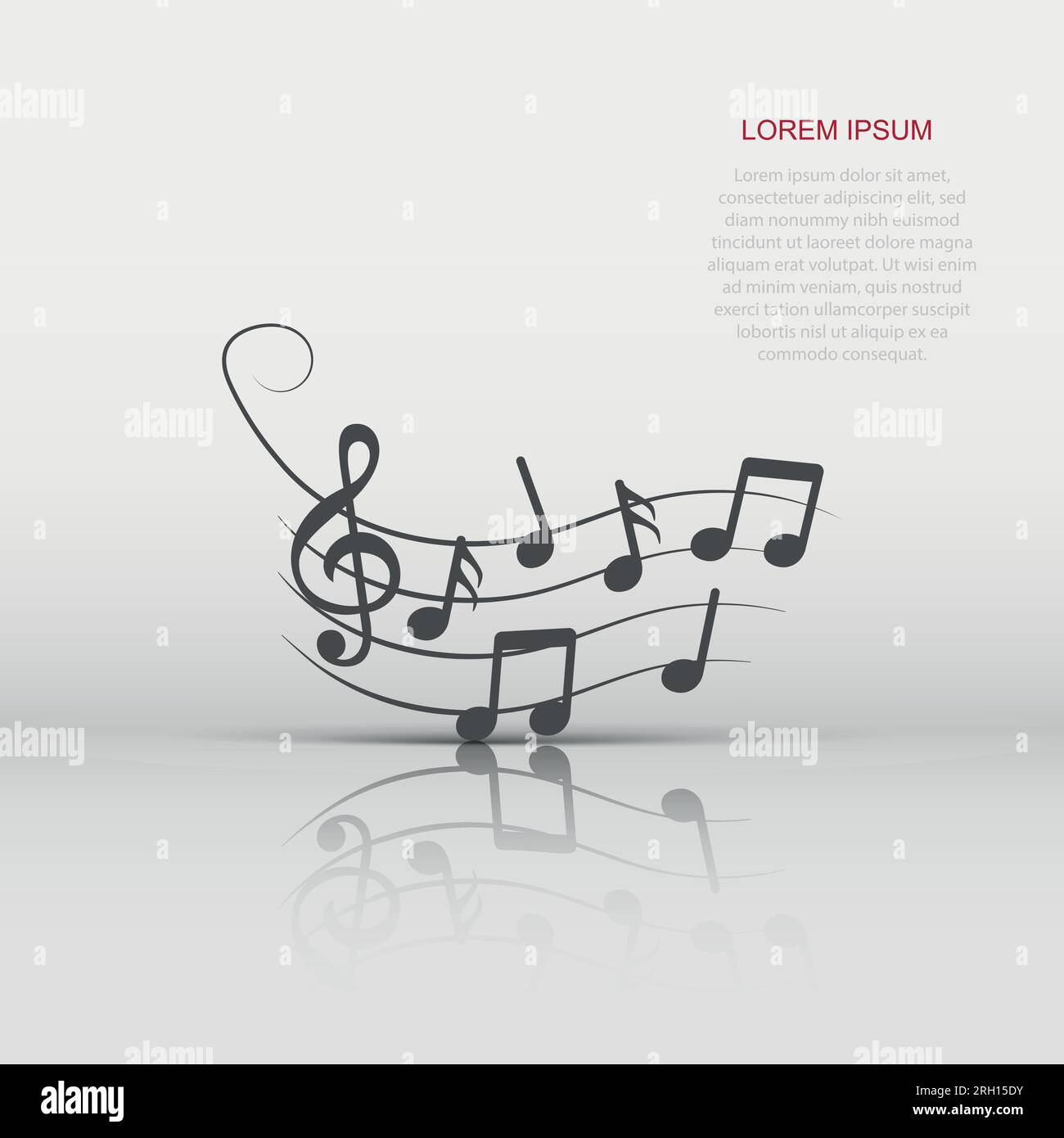 Music note icon in flat style. Song vector illustration on white ...