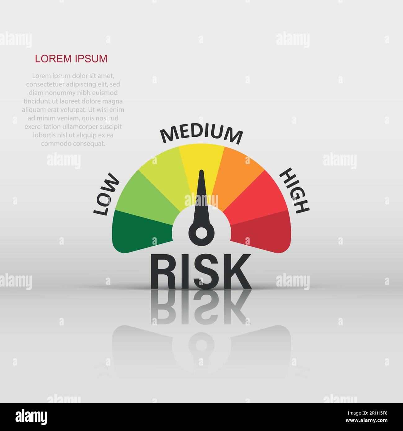 Risk meter icon in flat style. Rating indicator vector illustration on white isolated background ...