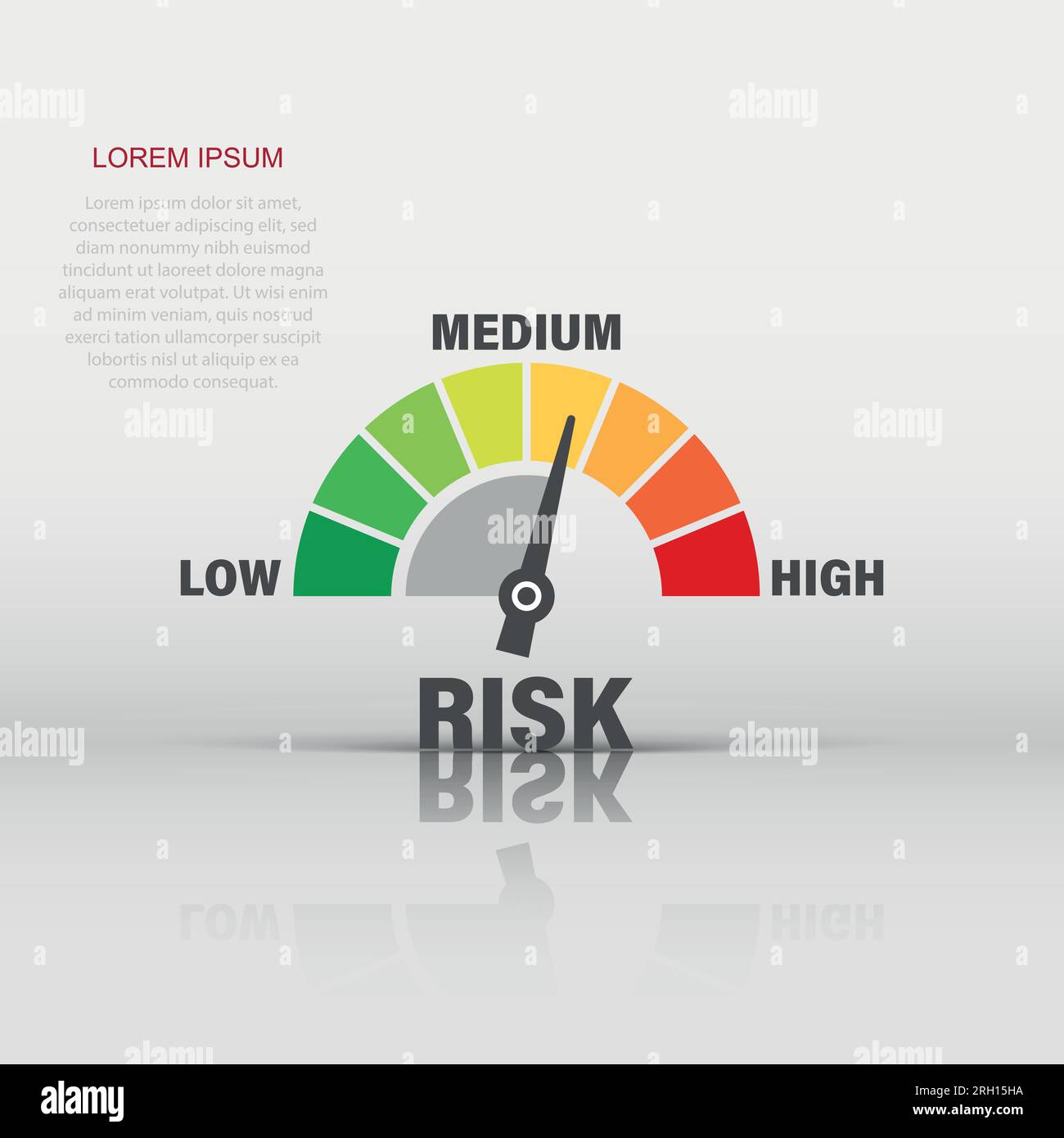 Risk meter icon in flat style. Rating indicator vector illustration on ...