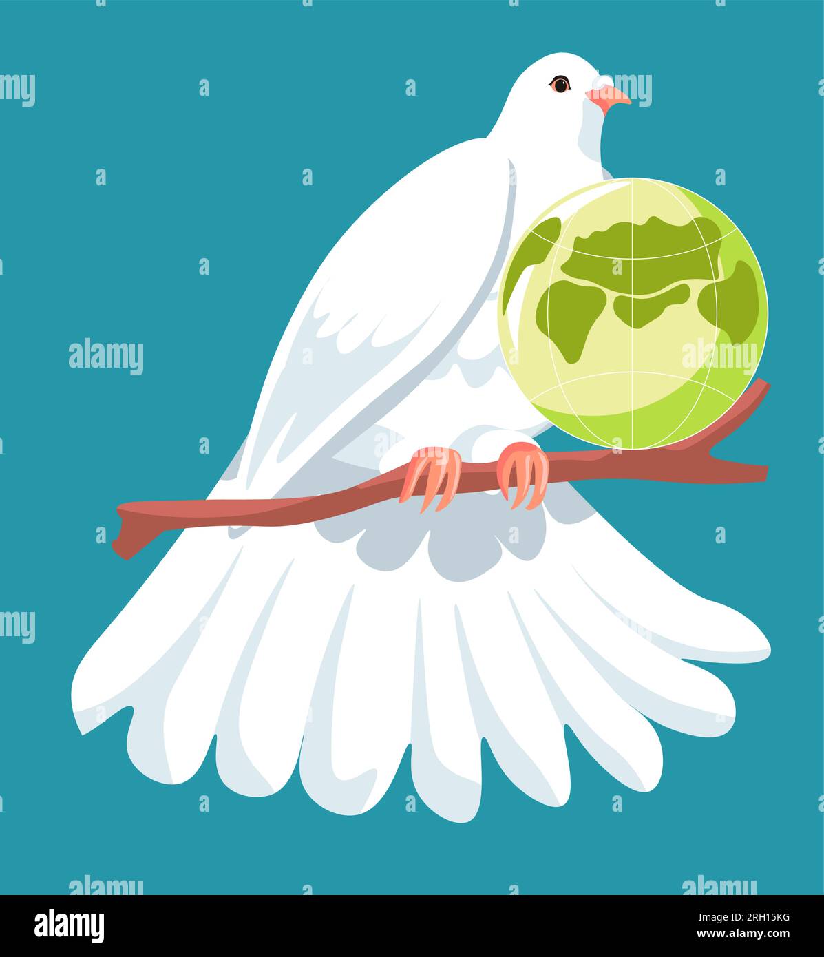 Dove on branch with globe, peace and calmness Stock Vector Image & Art ...