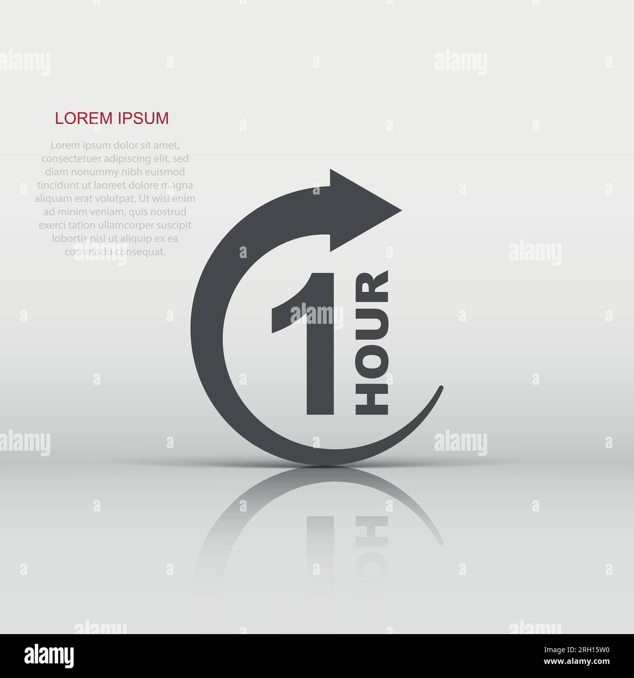 1 hour clock icon in flat style. Timer countdown vector illustration on isolated background ...