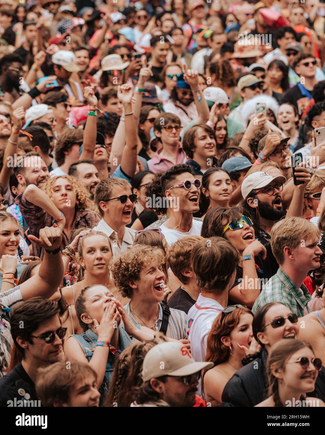 San Francisco, USA. 12th Aug, 2023. The crowd listens to music during ...