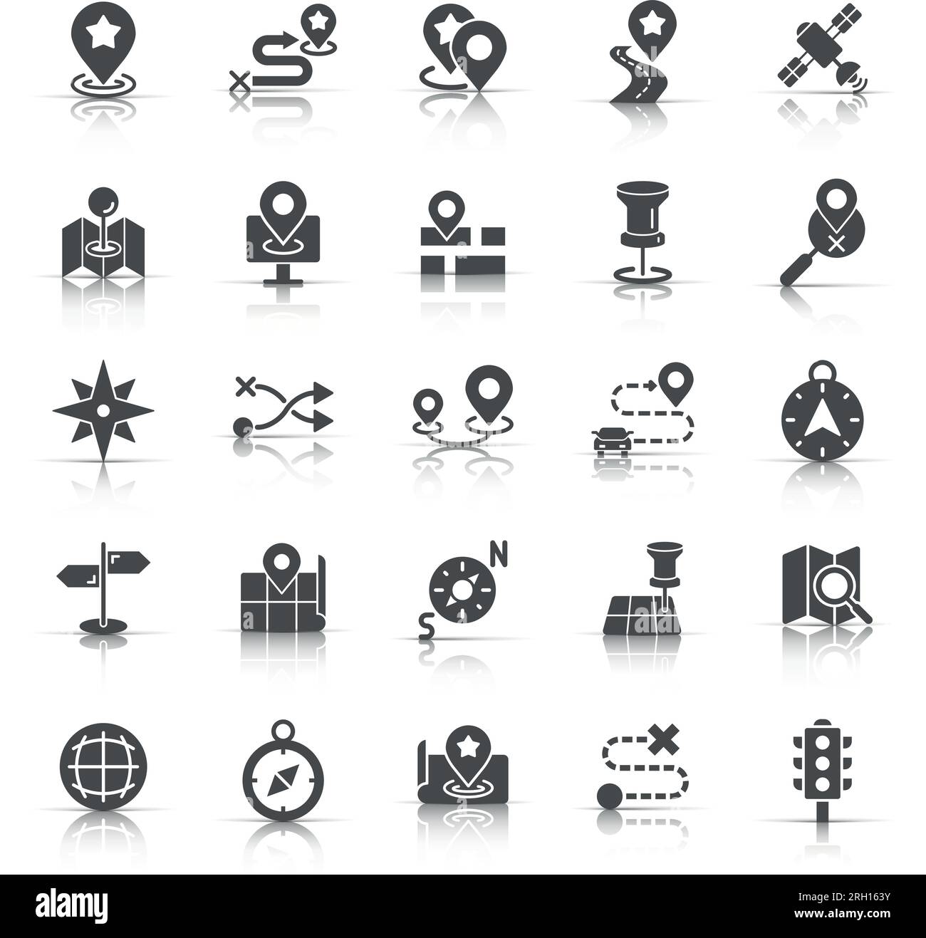 Navigation icon set in flat style. Gps direction vector illustration on ... Navigation icon set in flat style. Gps direction vector illustration on ...