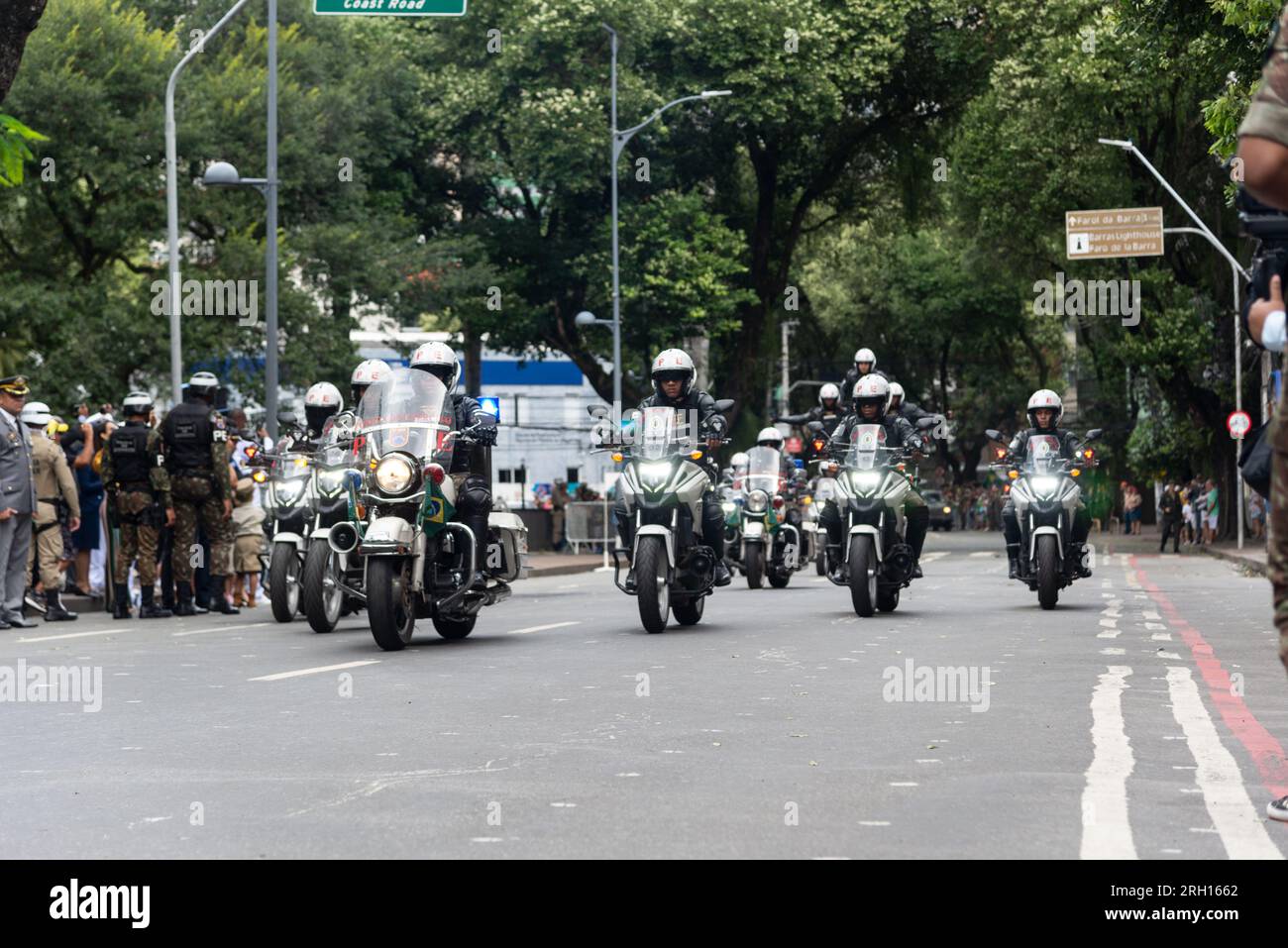 Salvador, Bahia, Brazil - September 07, 2022: Military police are seen ...