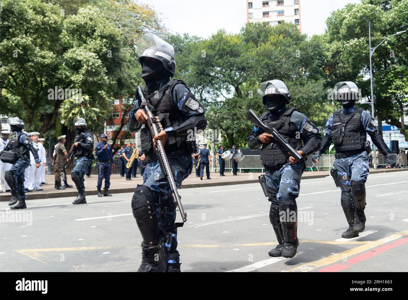 Salvador, Bahia, Brazil - September 07, 2022: Soldiers from the riot ...