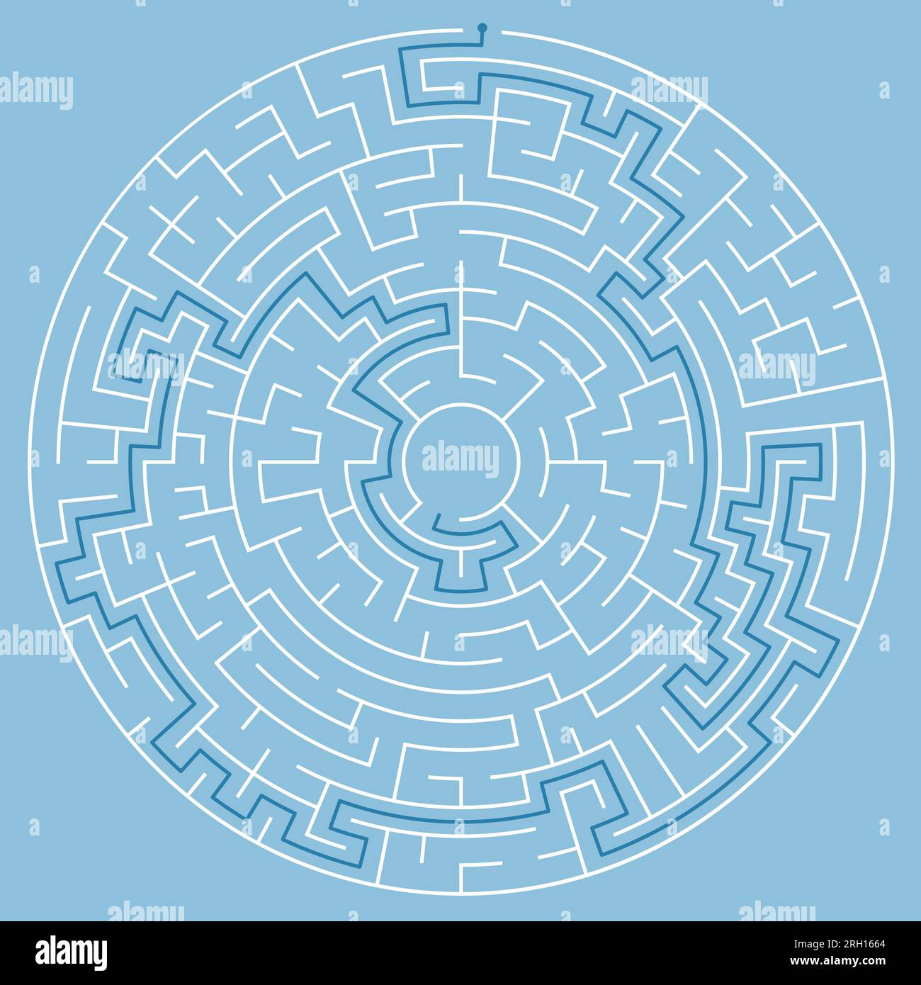Vector circle maze isolated on blue background. Education logic game ...