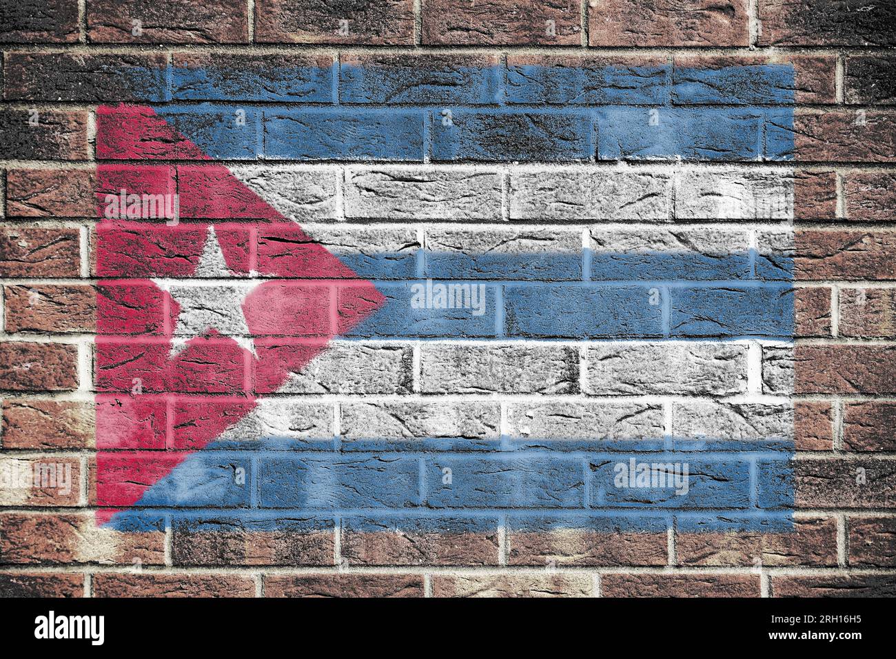 Cuba flag on an old brick wall background Stock Photo - Alamy