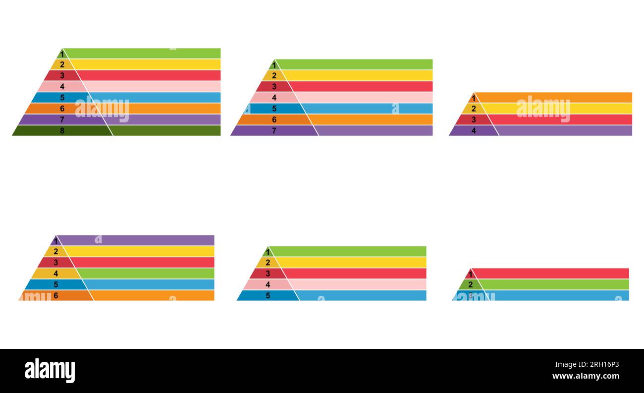 Set of Pyramid infographic chart layout, info modern concept step ...