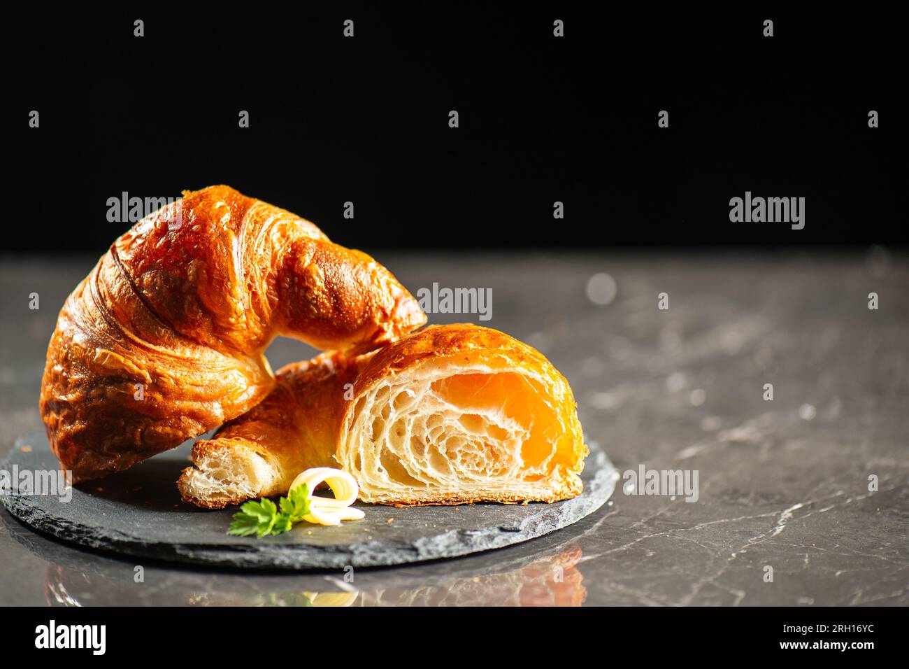 Delicious crispy, flaky and buttery plain croissant with a beautiful ...