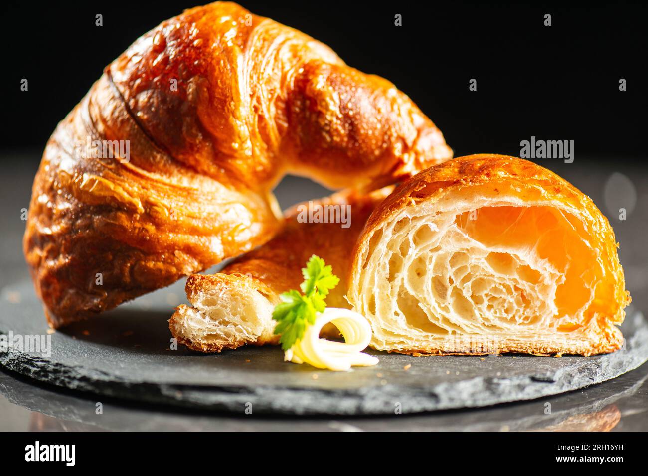 Delicious crispy, flaky and buttery plain croissant with a beautiful ...