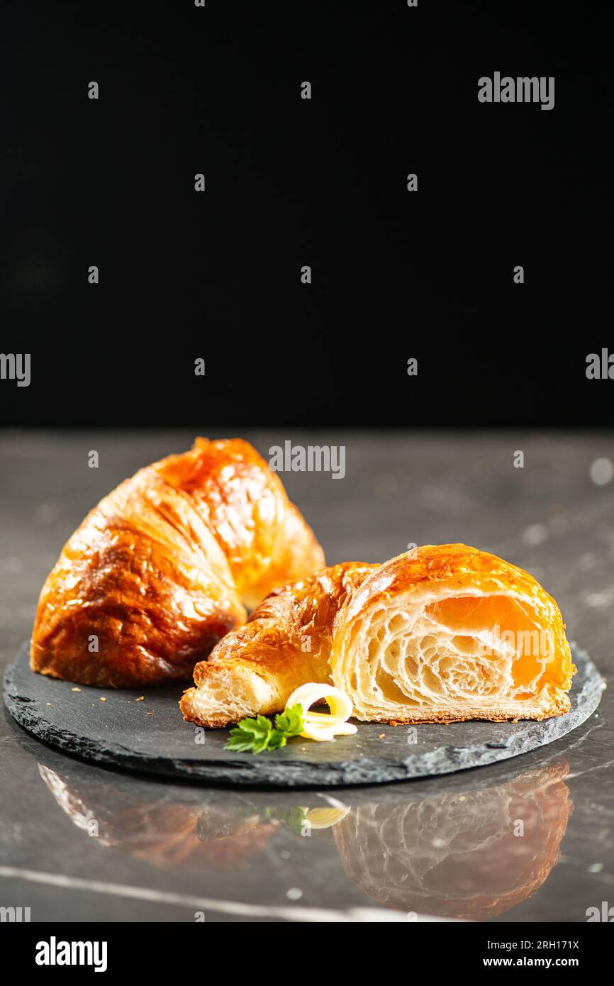 Delicious crispy, flaky and buttery plain croissant with a beautiful ...