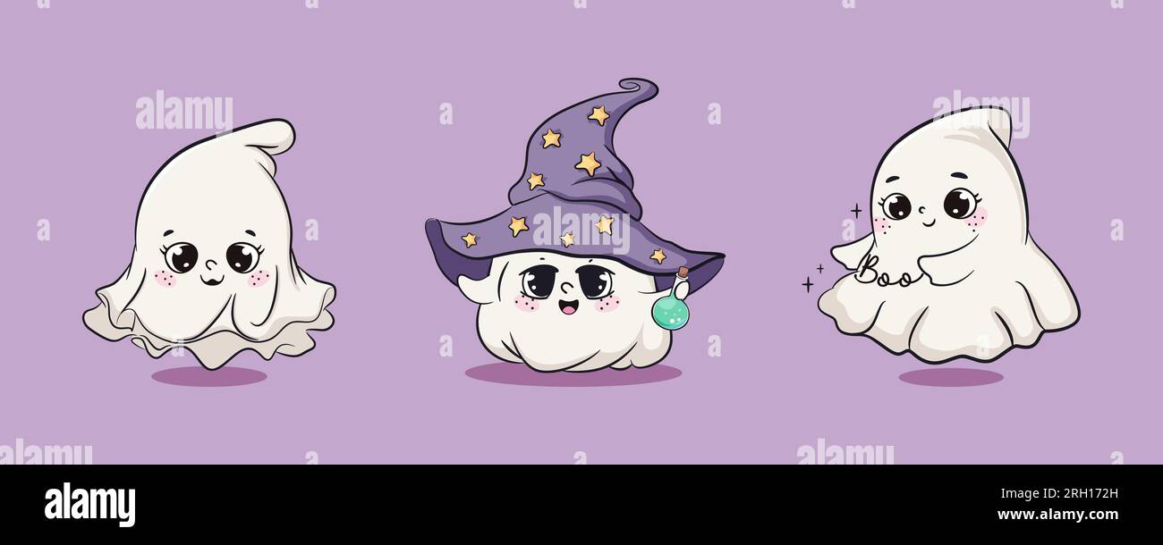 Cute ghosts for halloween. Cartoon characters Stock Vector Image & Art ...