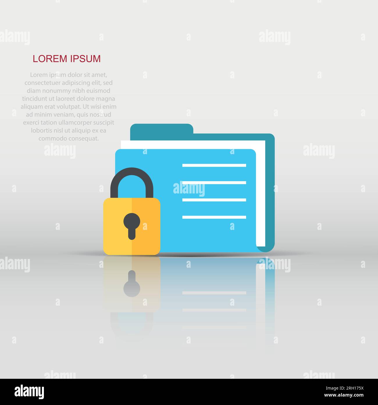 Files folder permission icon in flat style. Document access vector illustration on isolated ...