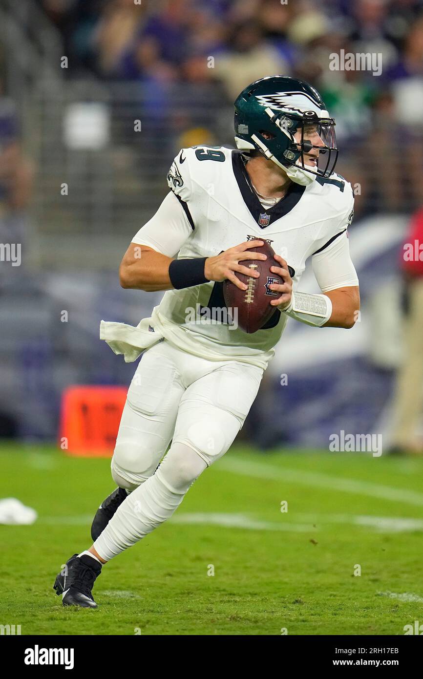 Philadelphia Eagles quarterback Ian Book rolls out during the second ...