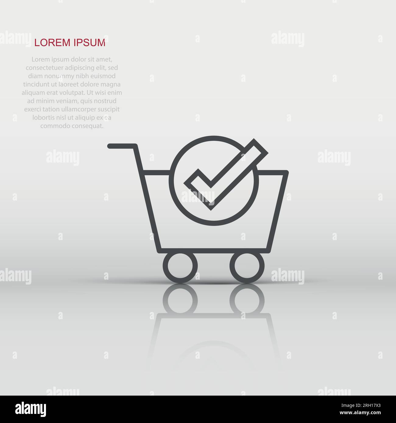 Shopping cart check mark icon in flat style. Buy approval vector ...