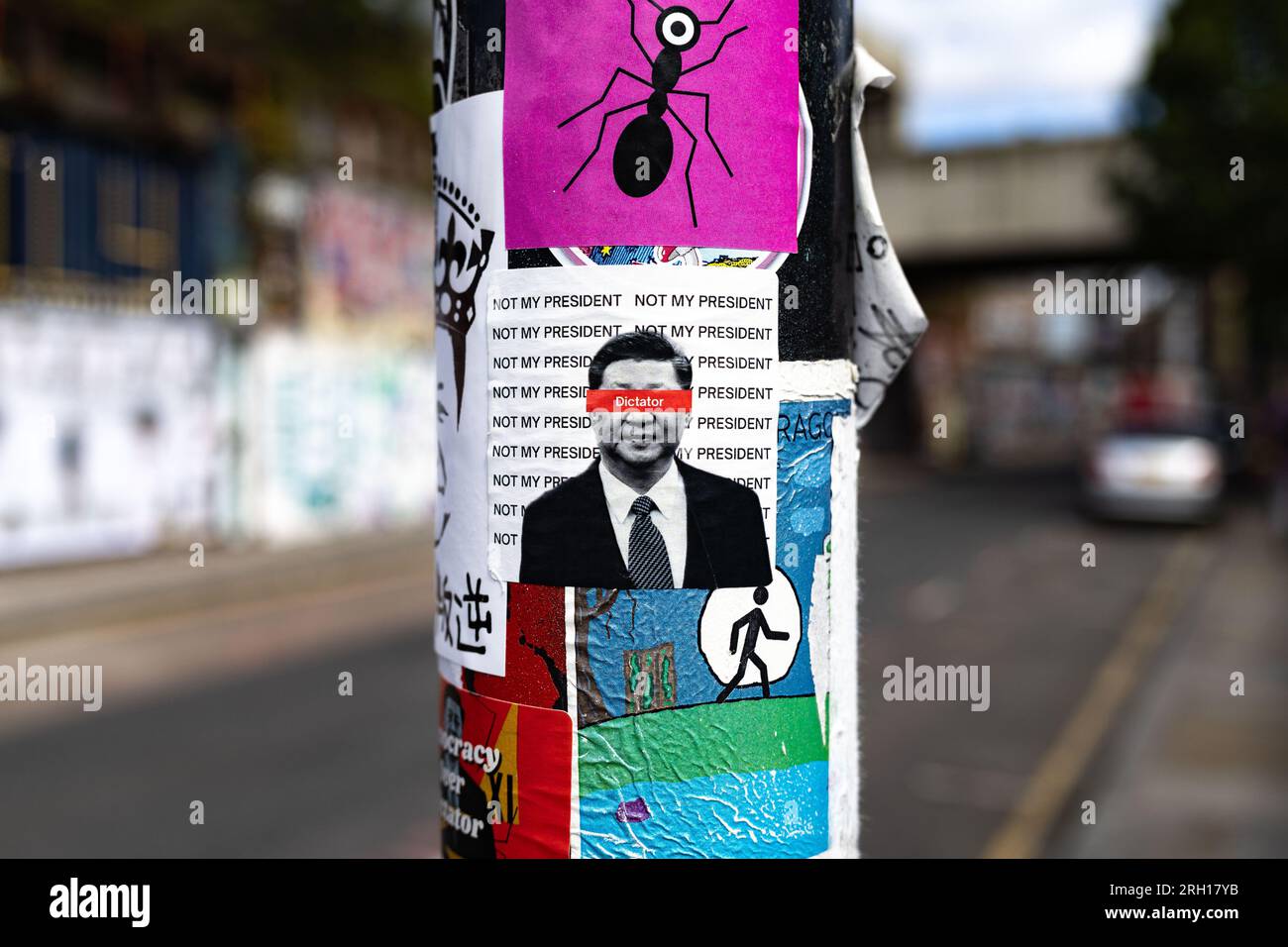 Anti-Beijing counter-slogans are seen in Brick Lane in London. Brick ...