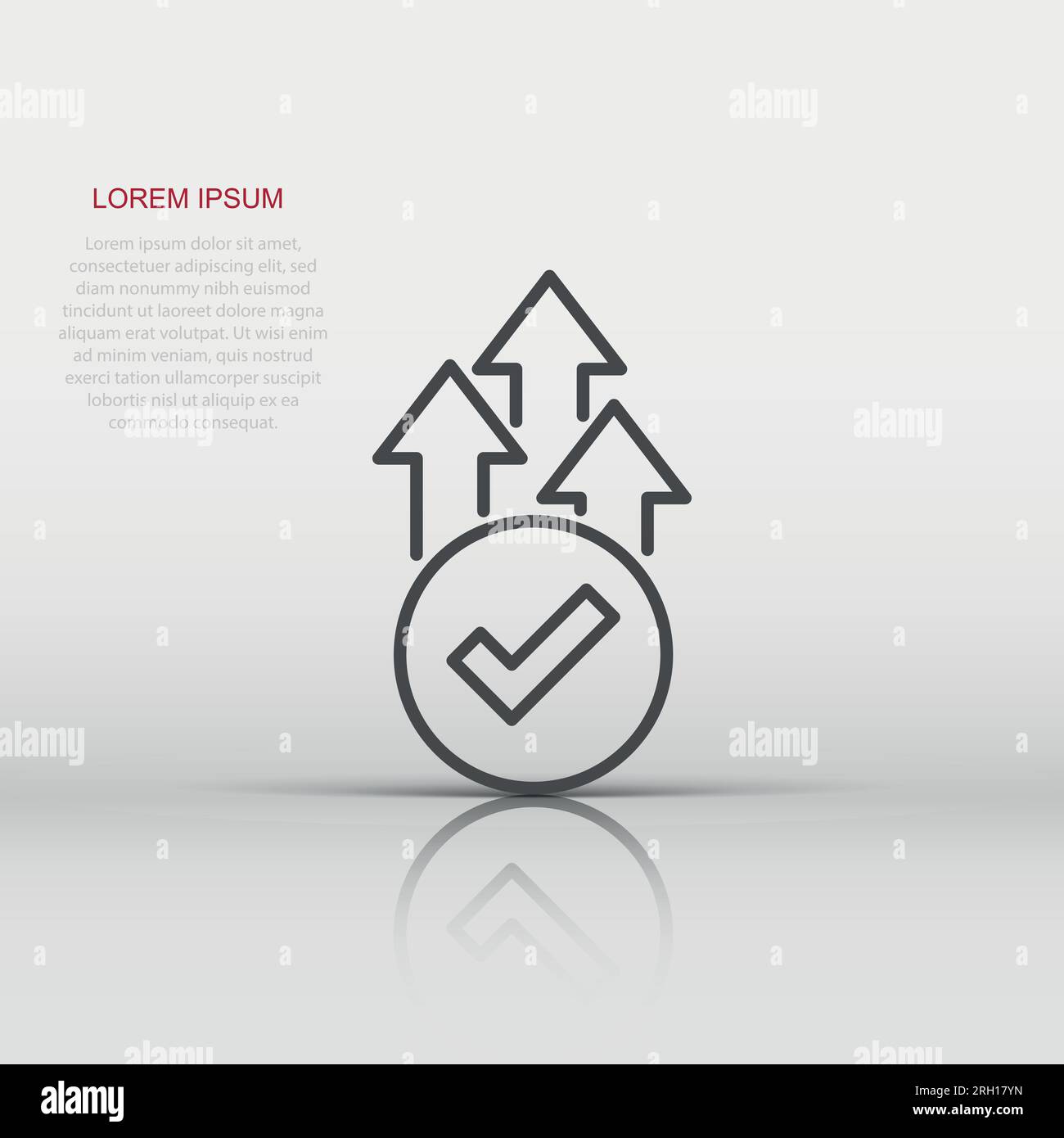 Growth arrow check icon in flat style. Revenue approval vector ...