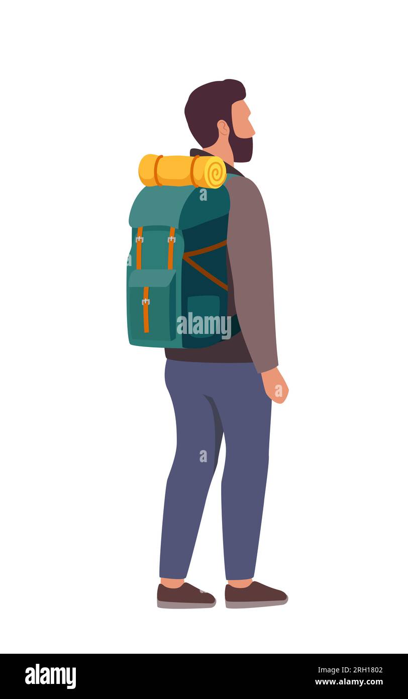 Young man hiking tourist with a backpack. The concept of outdoor ...