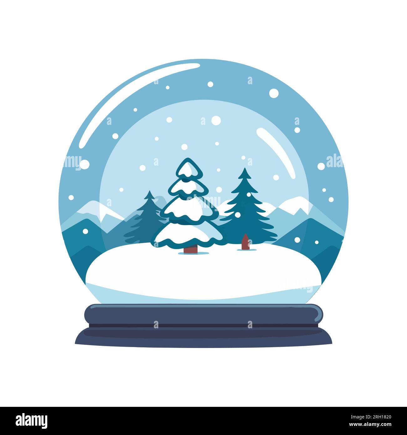 Christmas glass ball with snow and Christmas tree. Winter souvenir. Christmas and new year ball ...