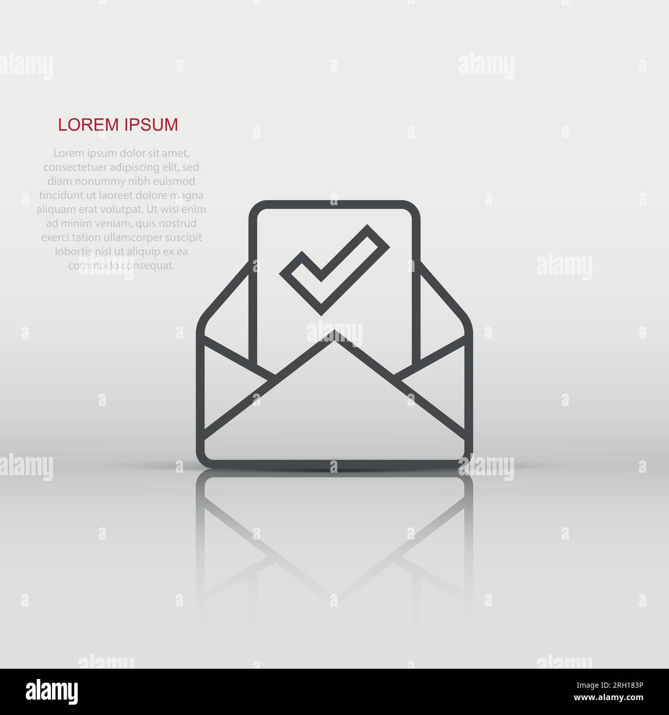 Envelope with confirmed document icon in flat style. Verify vector ...