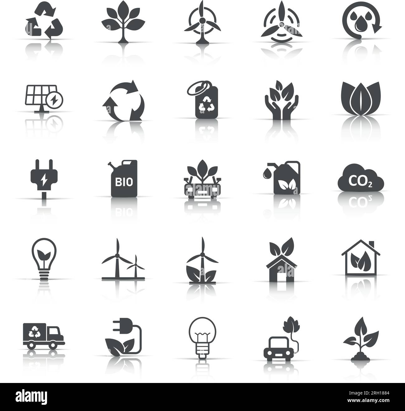 Eco environment icons set in flat style. Ecology vector illustration on ...