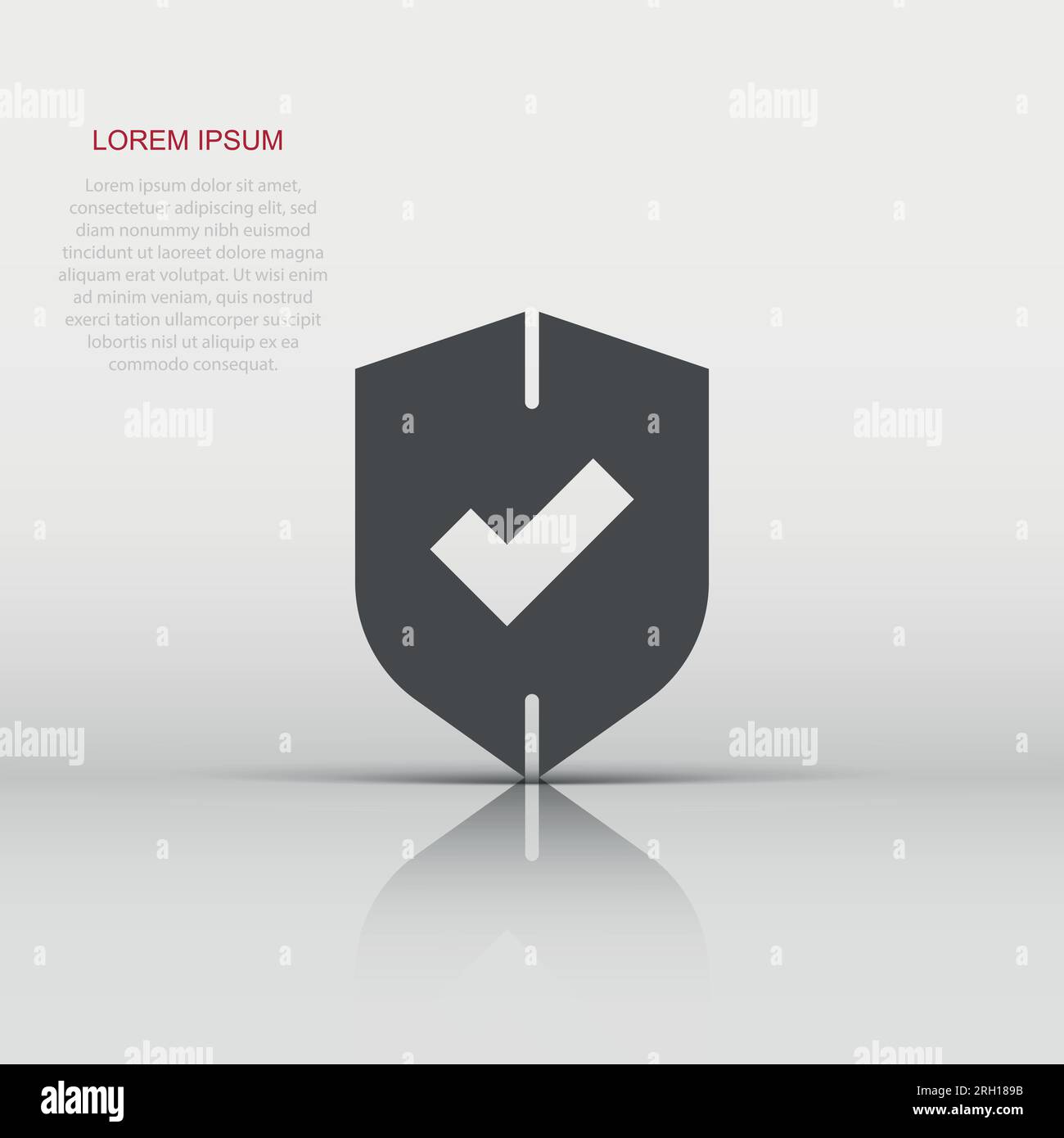 Shield with check mark icon in flat style. Protect vector illustration ...