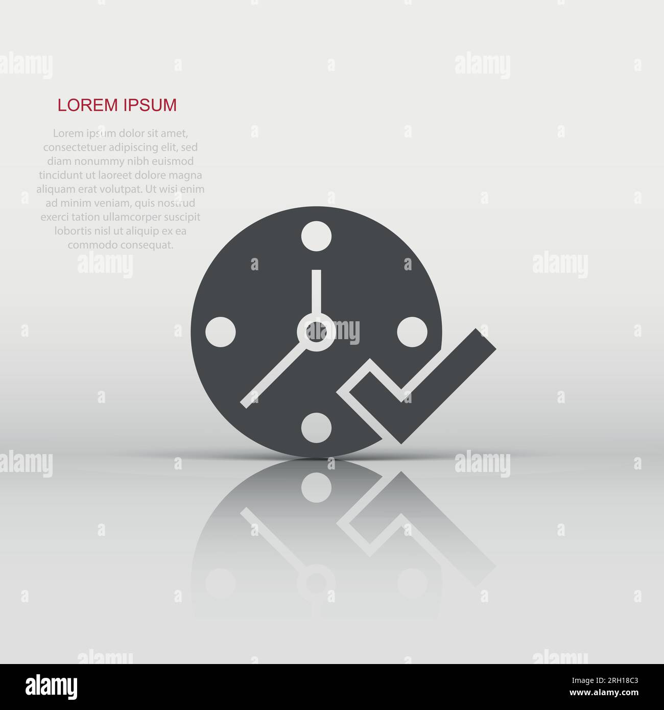 Clock Check Mark Icon In Flat Style Timer Approval Vector Illustration