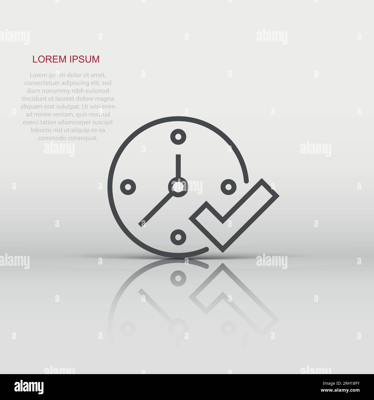 Clock Check Mark Icon In Flat Style Timer Approval Vector Illustration