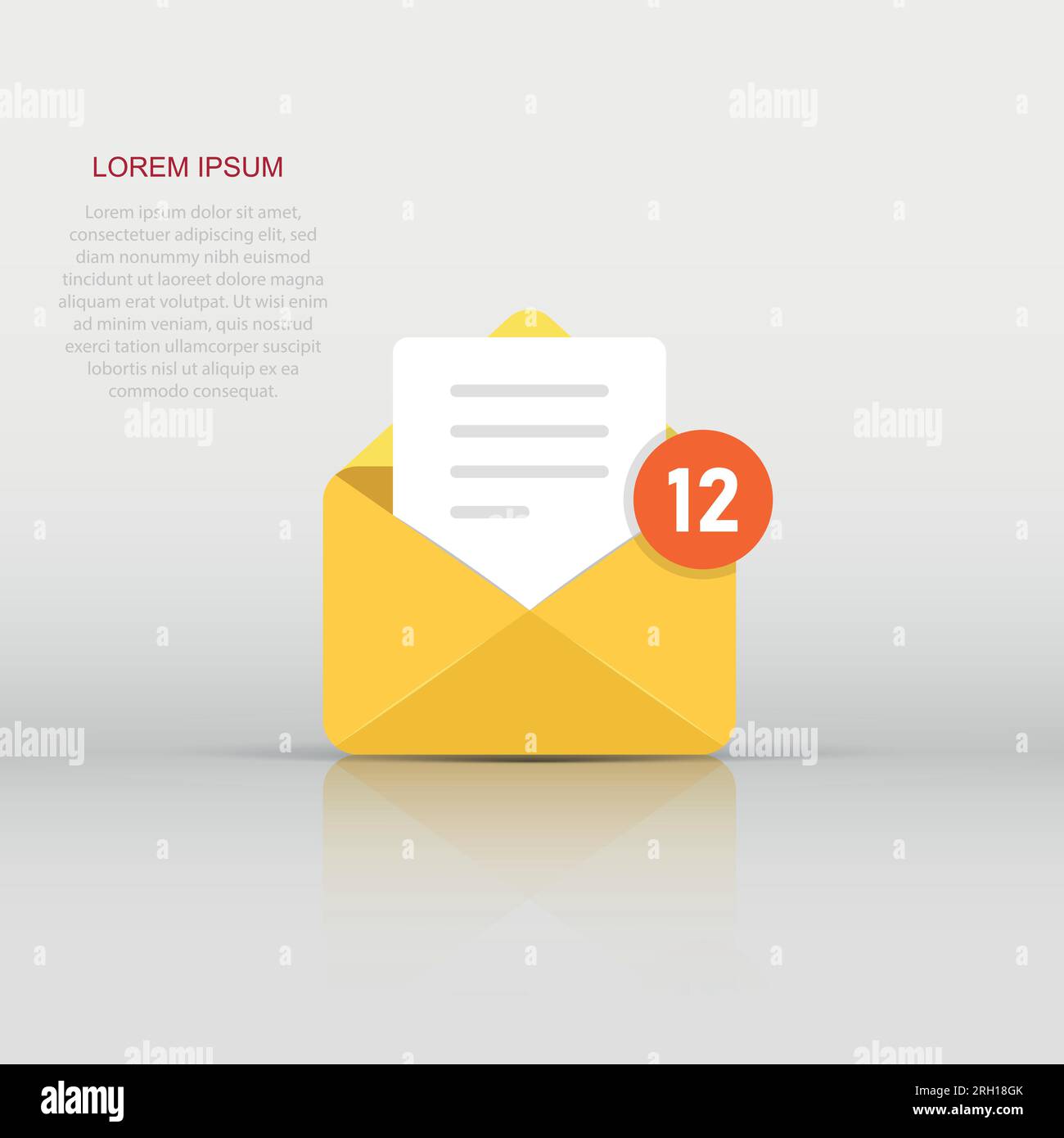New incoming messages icon in flat style. Envelope with notification vector illustration on ...