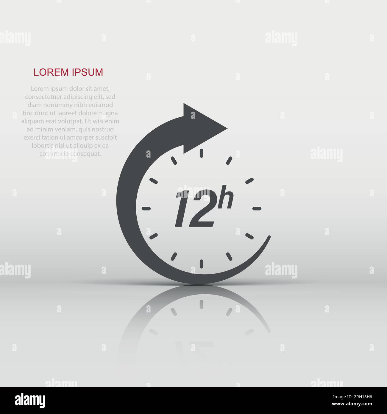 12 hour clock icon in flat style. Timer countdown vector illustration ...