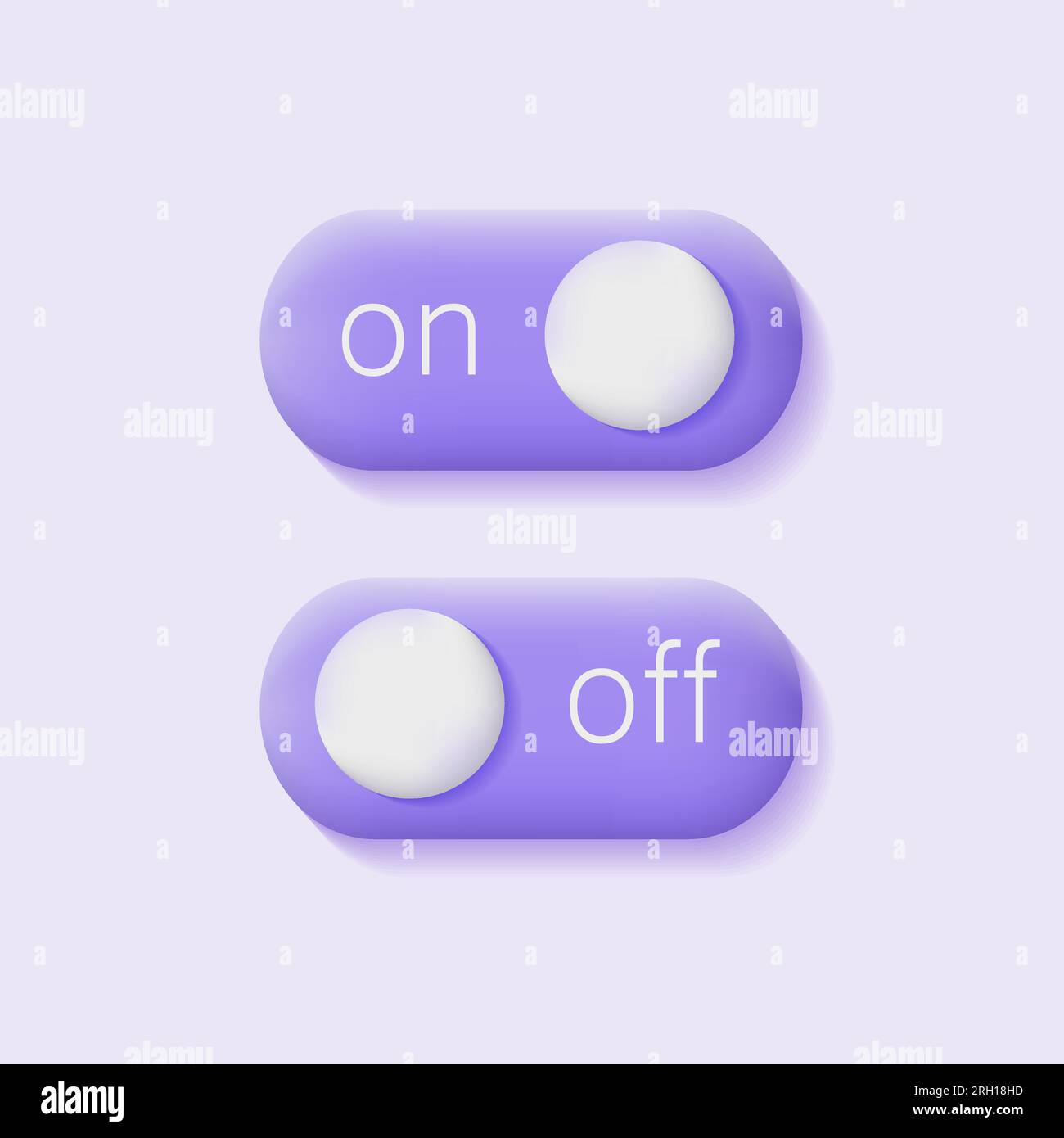 3d on and off toggle button. Purple slide bar icon. Unlock and lock ...