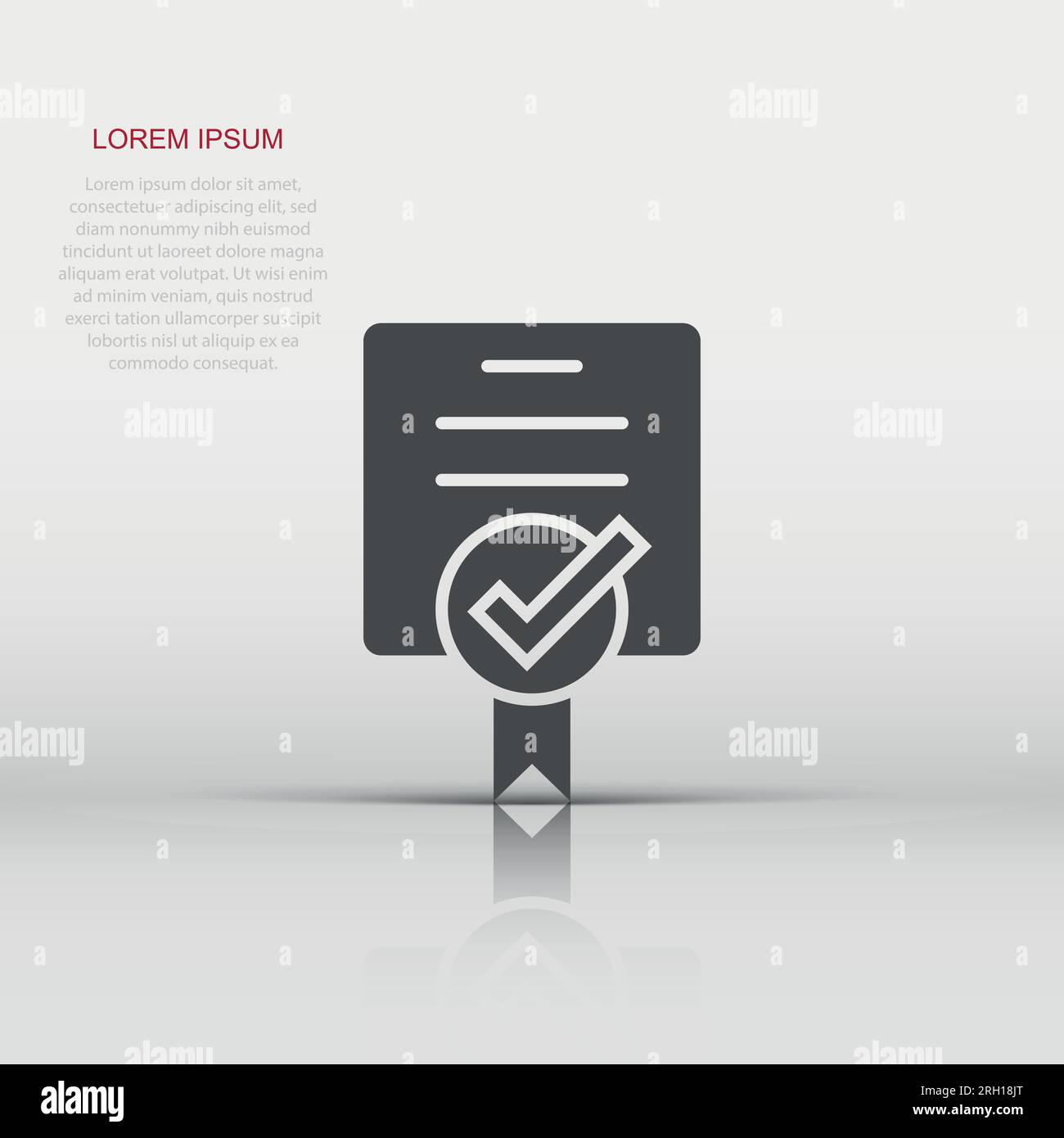 Approve certificate icon in flat style. Document check mark vector ...