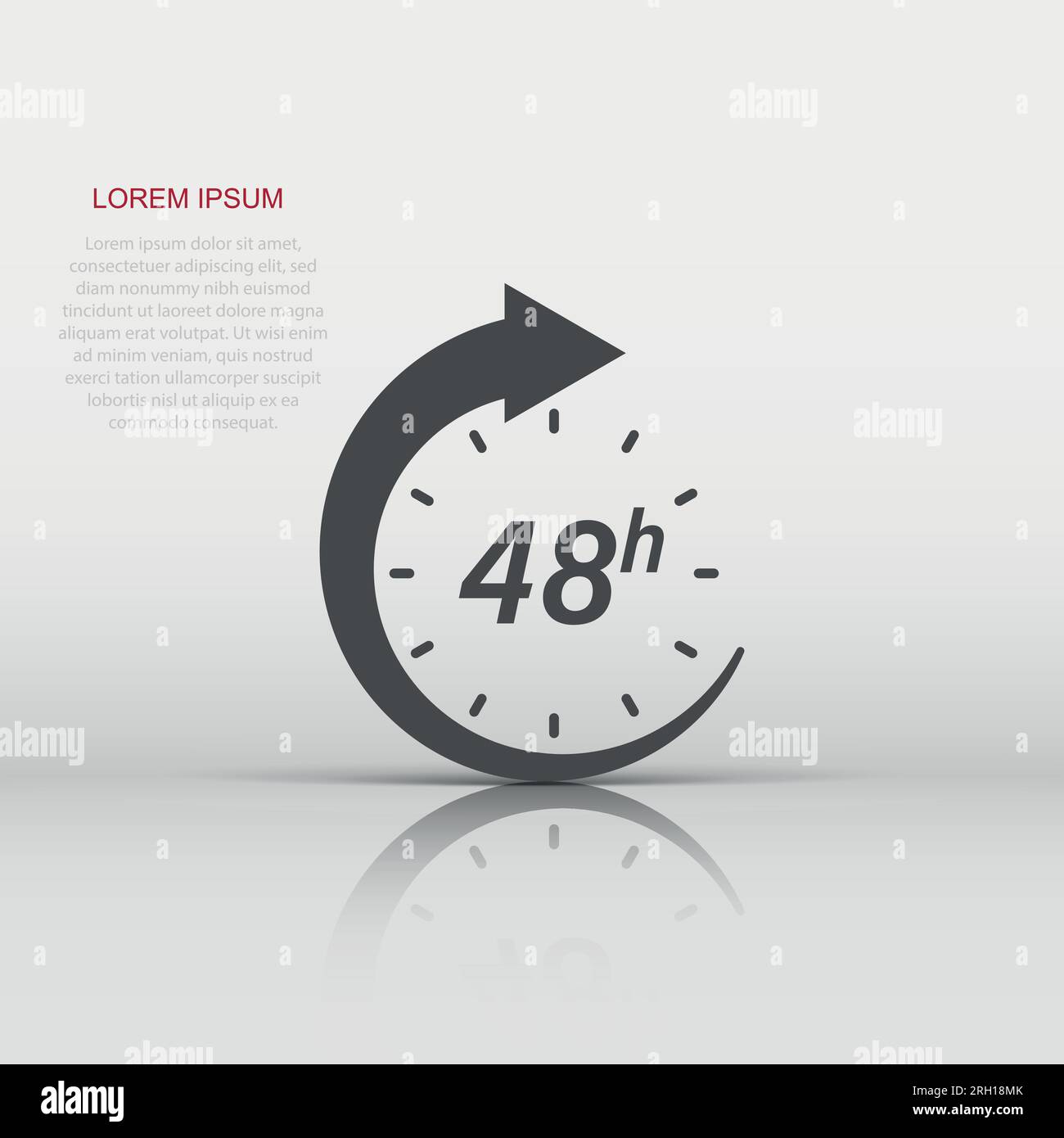 48 hour clock icon in flat style. Timer countdown vector illustration ...