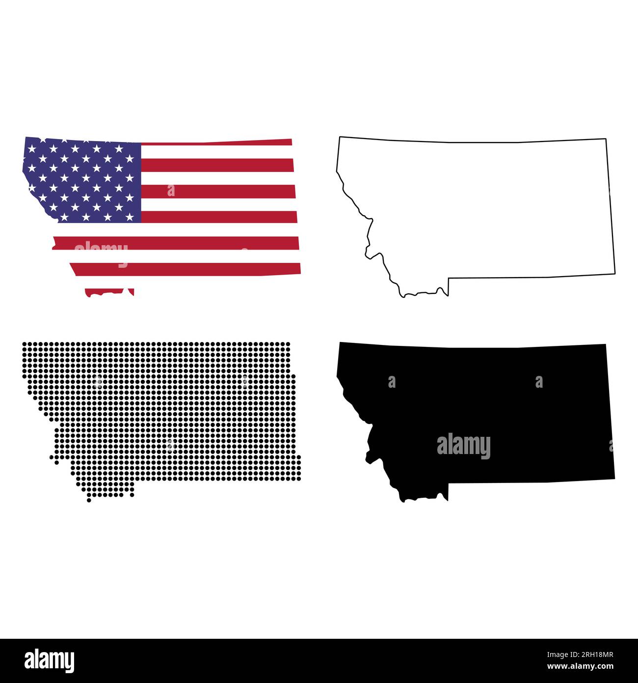 Set of Montana map, united states of america. Flat concept icon symbol ...