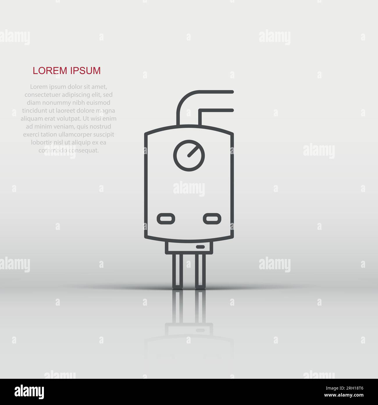 Gas boiler icon in flat style. Heater vector illustration on isolated ...