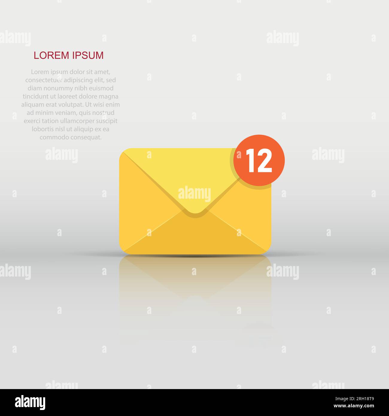 New incoming messages icon in flat style. Envelope with notification vector illustration on ...