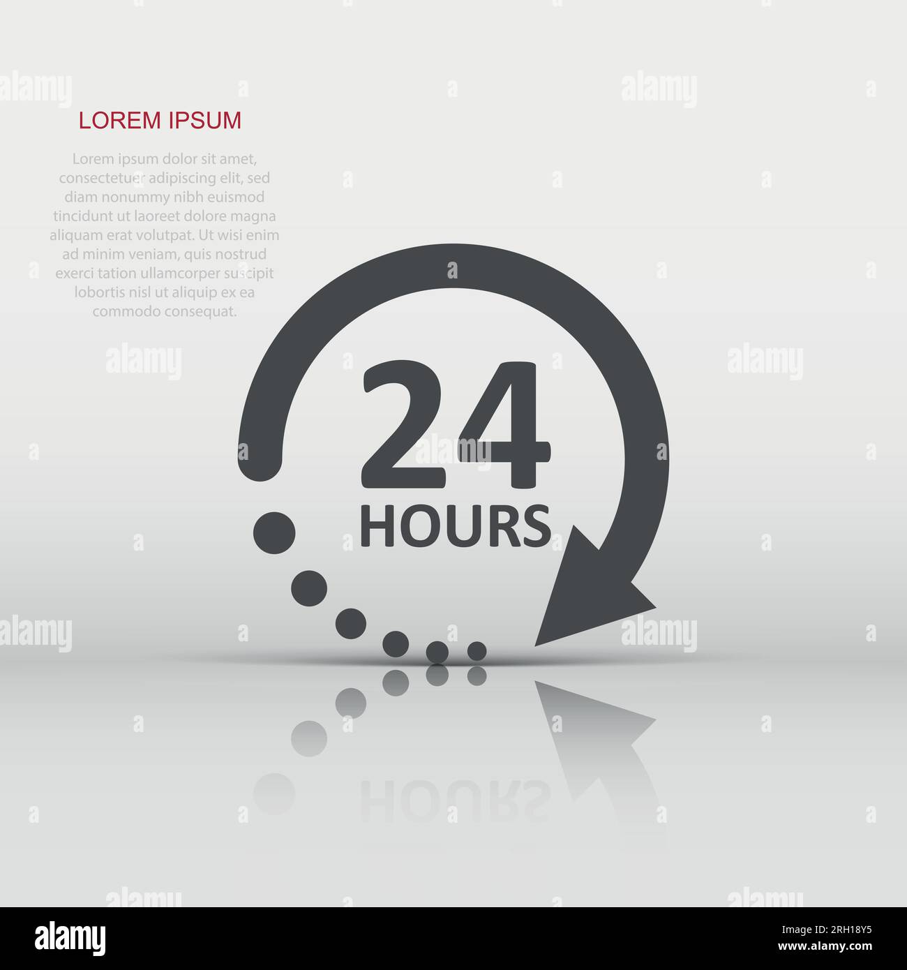 24 hours service icon in flat style. All day business and service ...