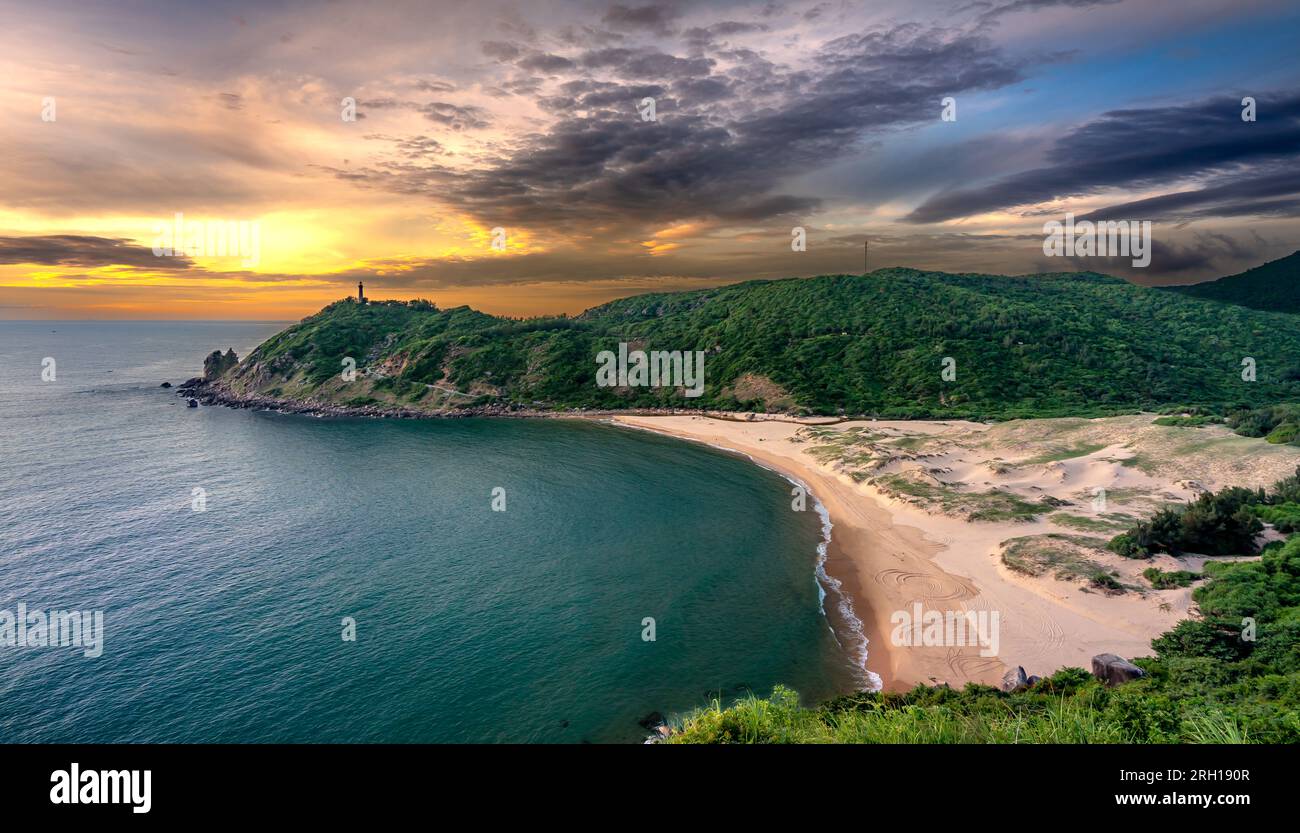 Mui Dien Lighthouse in the morning at Phu Yen province, Viet Nam Stock ...