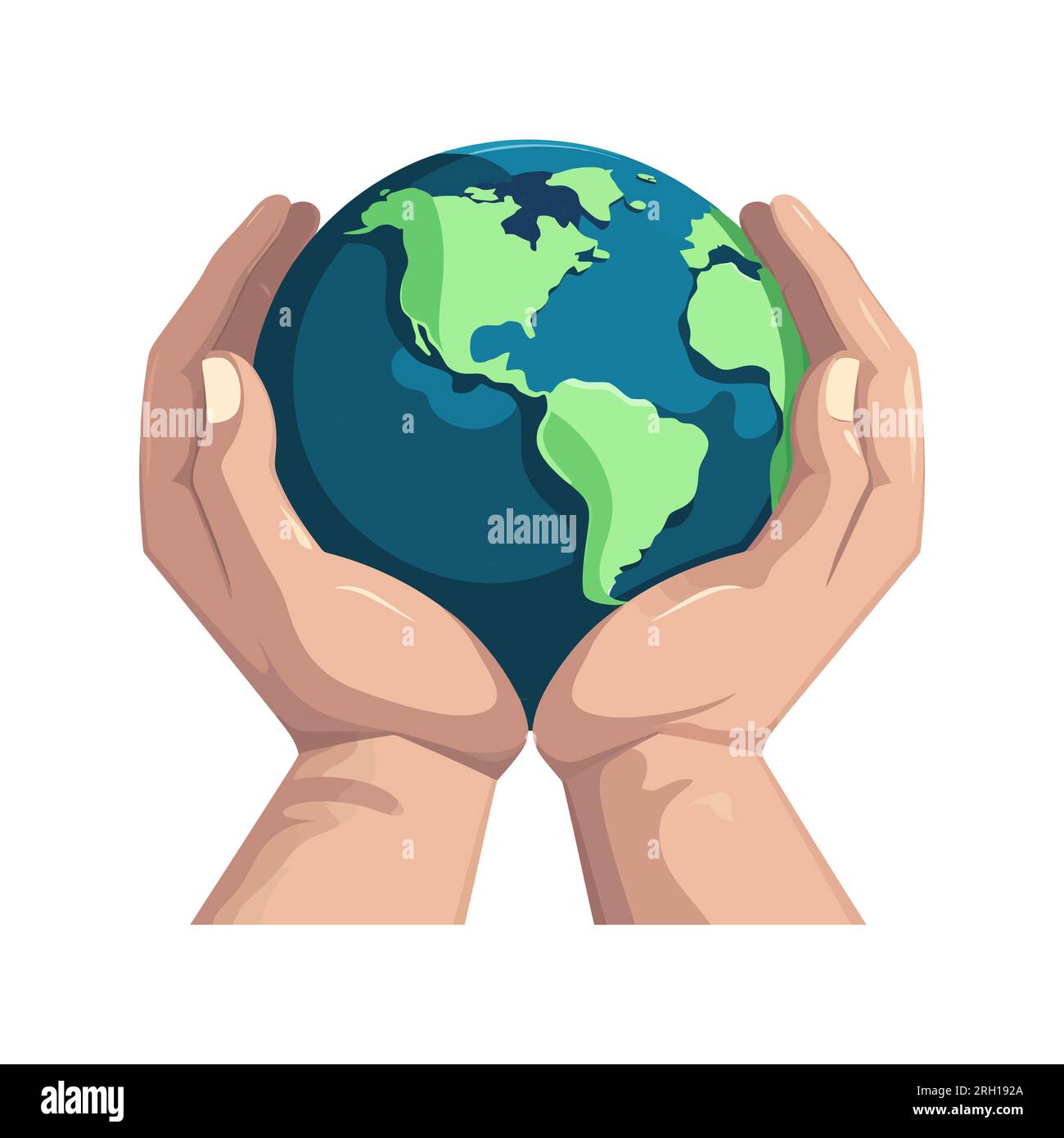 Hands Holding Green Globe Earth Earth Day Concept On White Background