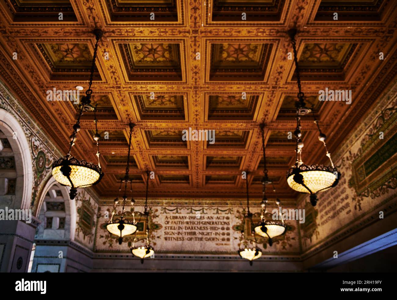 Interior or the Chicago cultural center, Library, The Loop, Downtown ...