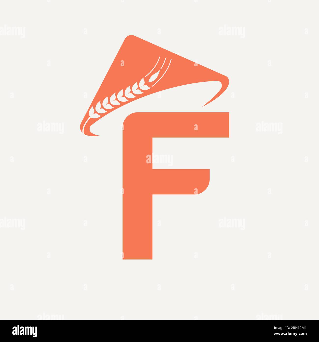 Letter F Agriculture Logo On Concept With Farmer Hat Icon. Farming ...