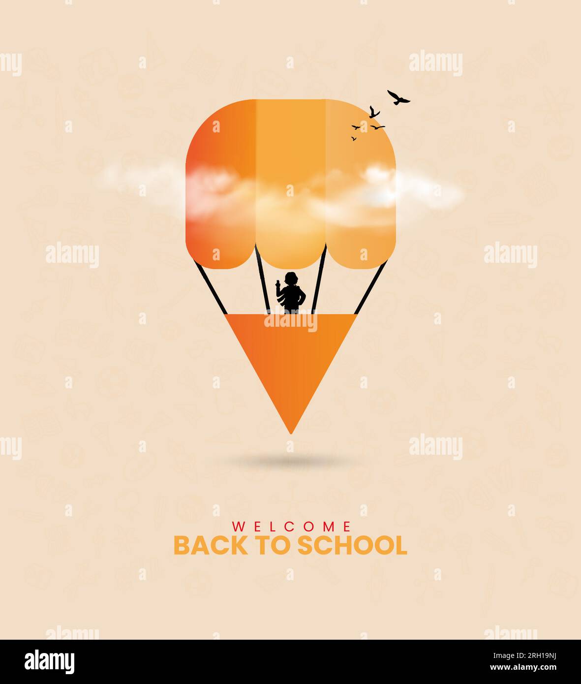 Back To School, Concept of education. 3D Illustration Stock Vector ...