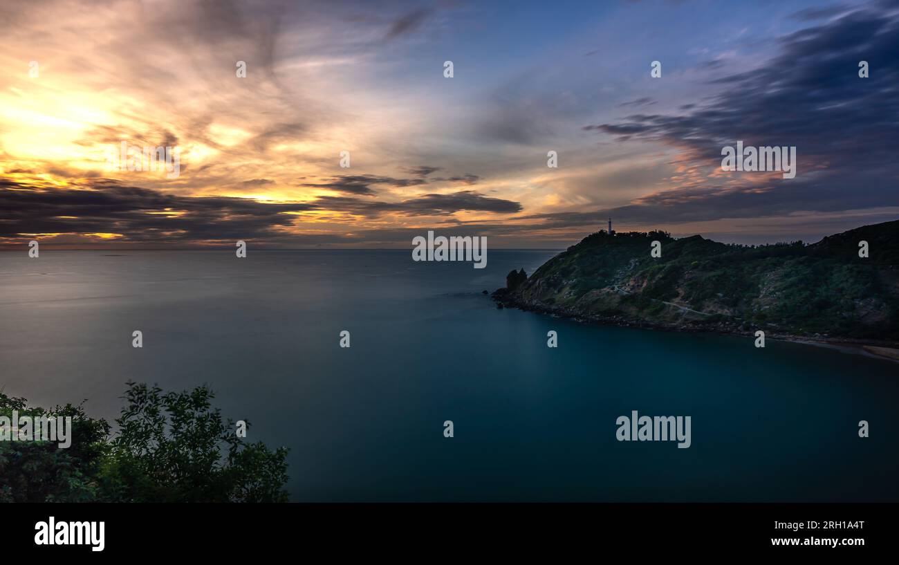 Mui Dien Lighthouse in the morning at Phu Yen province, Viet Nam Stock ...