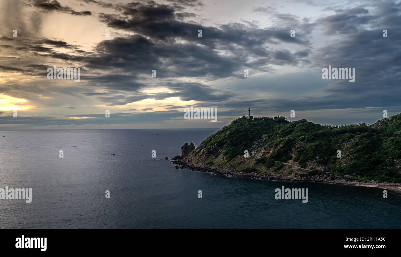 Mui Dien Lighthouse in the morning at Phu Yen province, Viet Nam Stock ...