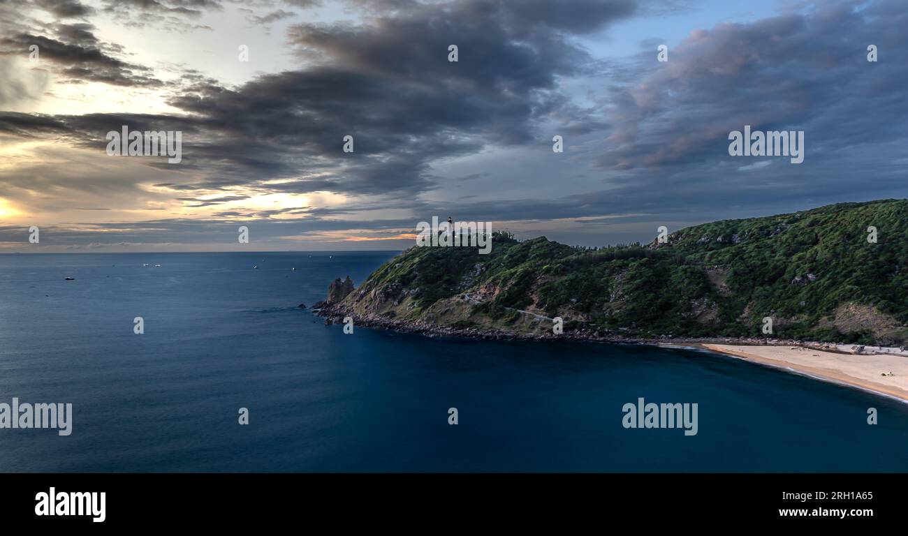Mui Dien Lighthouse in the morning at Phu Yen province, Viet Nam Stock ...