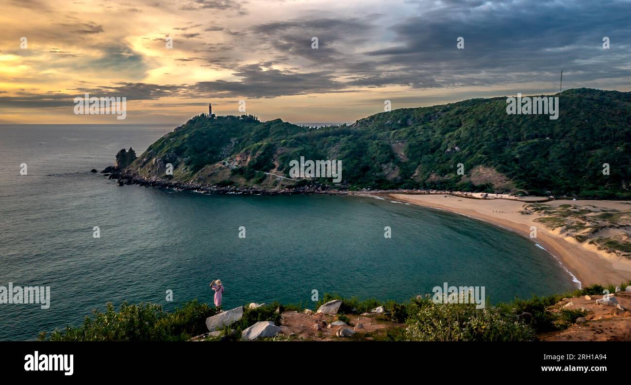 Mui Dien Lighthouse in the morning at Phu Yen province, Viet Nam Stock ...