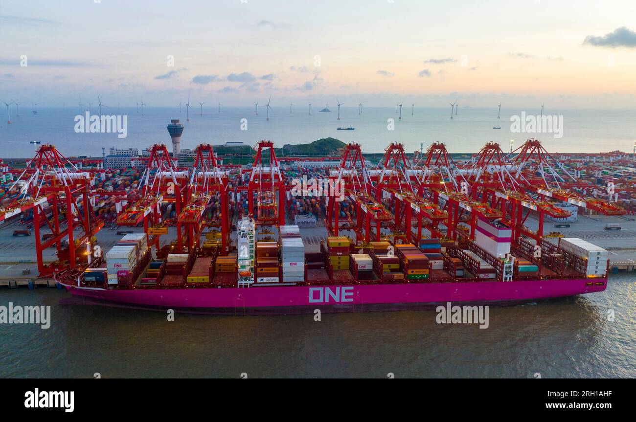 SHANGHAI, CHINA - AUGUST 13, 2023 - Container handling operation at ...