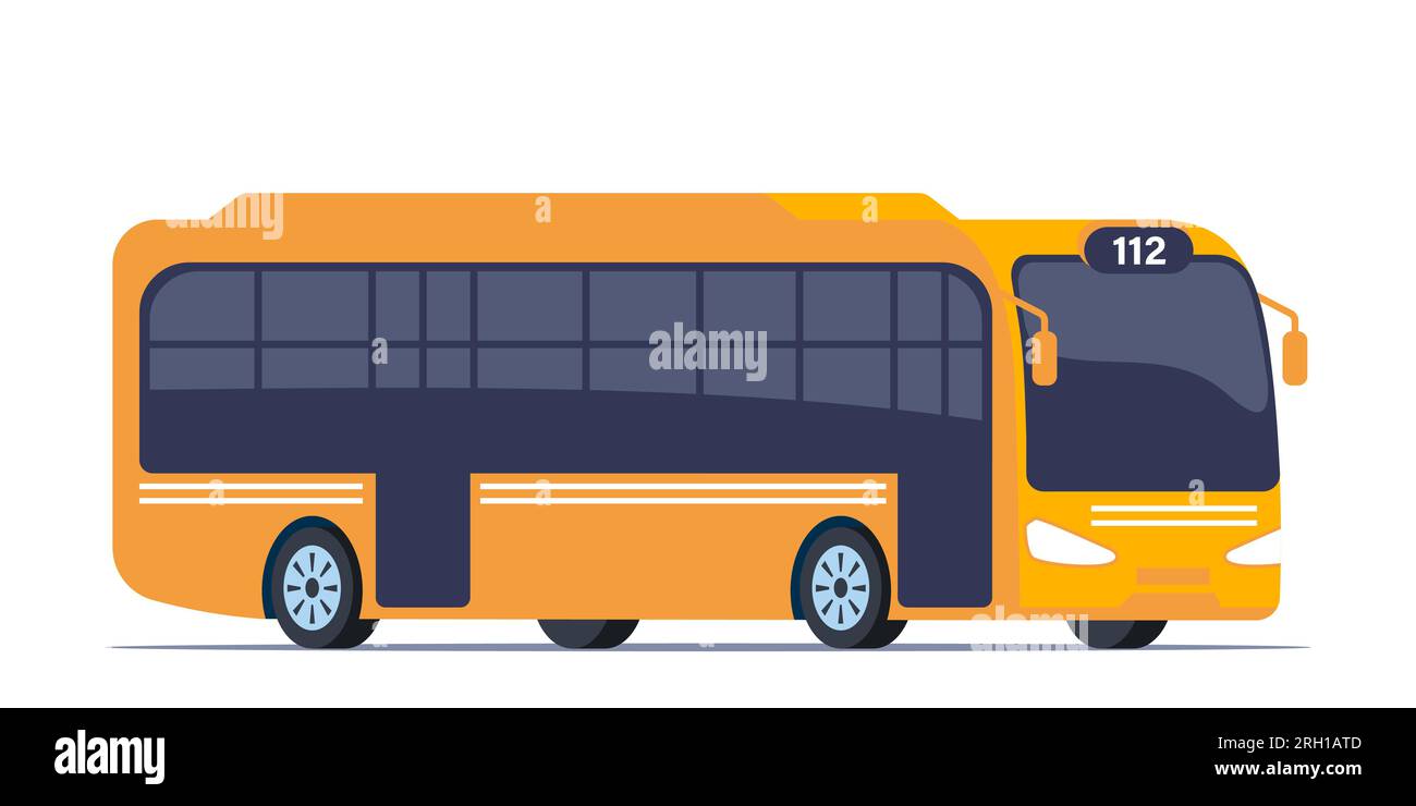 Yellow City bus. Passenger transport side view. Public transport ...